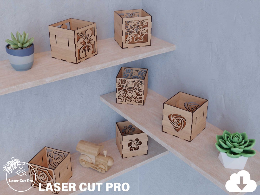 Floral Shadow Lamp Laser Cut Files: Wooden Lamp (SVG, DXF, PDF) - Etsy