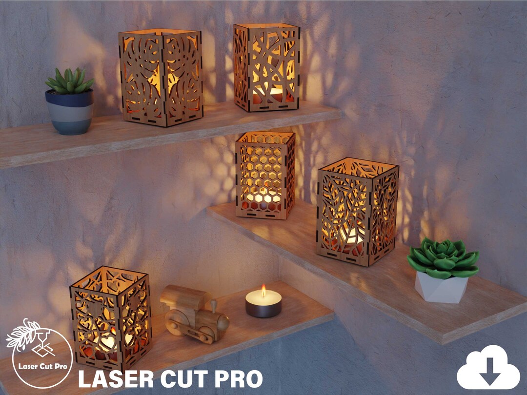 Laser Cut Candle Holder Sconce: 5 Lighting Weave Designs (SVG, DXF, PDF ...