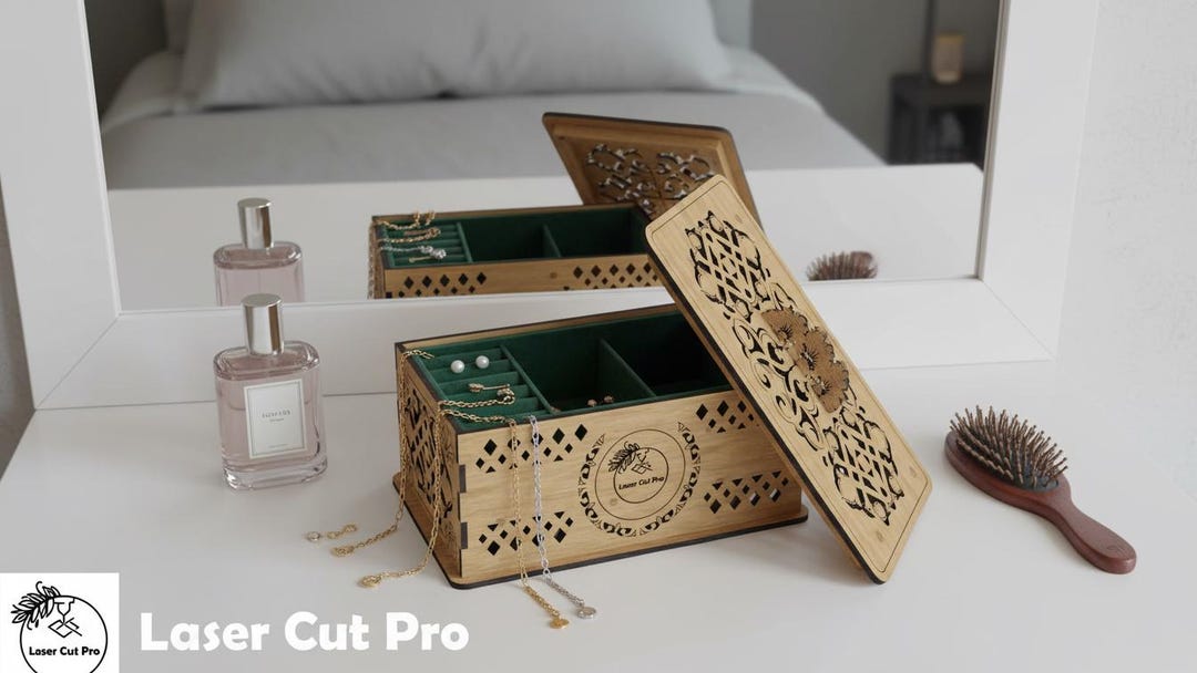 Laser Cut Jewelry Box SVG | Wooden Keepsake Box for Glowforge Xtool ...