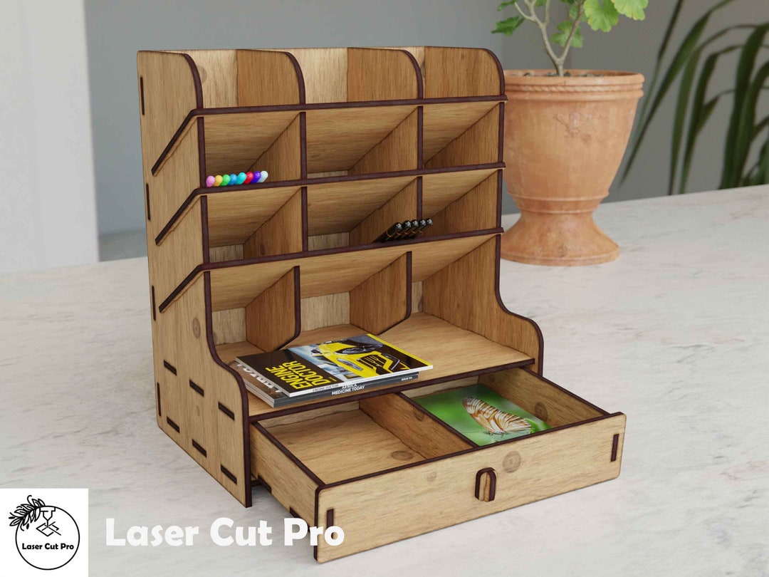Laser Cut Desktop Organizer With Drawer (digital Download) - Etsy