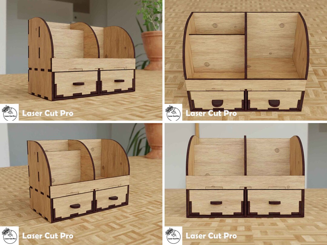 Laser Cut Files Desktop Organizer With Drawer Jewelry Organizer Box ...