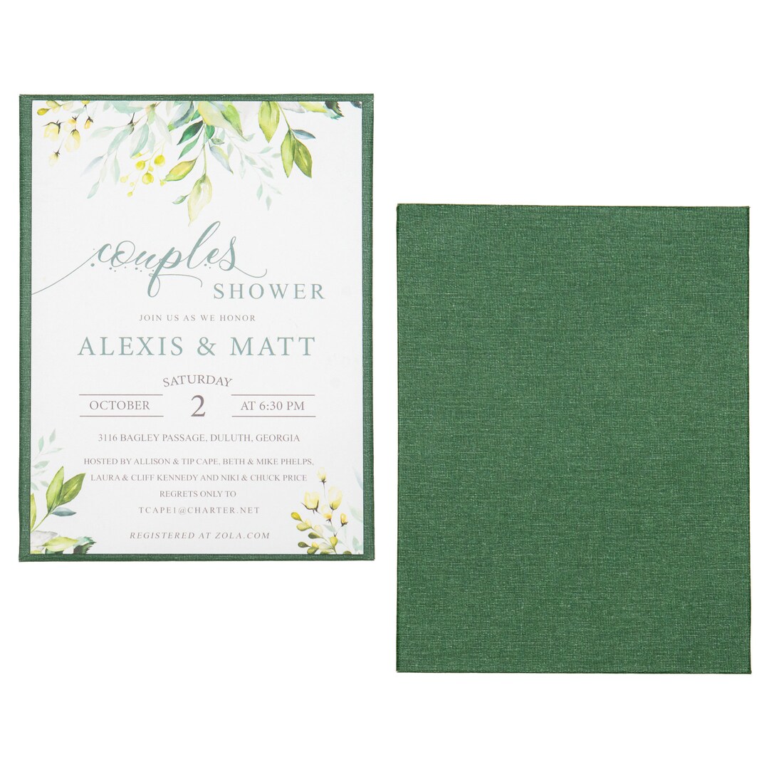 Linen Invitation Panel - Evergreen | Custom Size and Thickness - Etsy