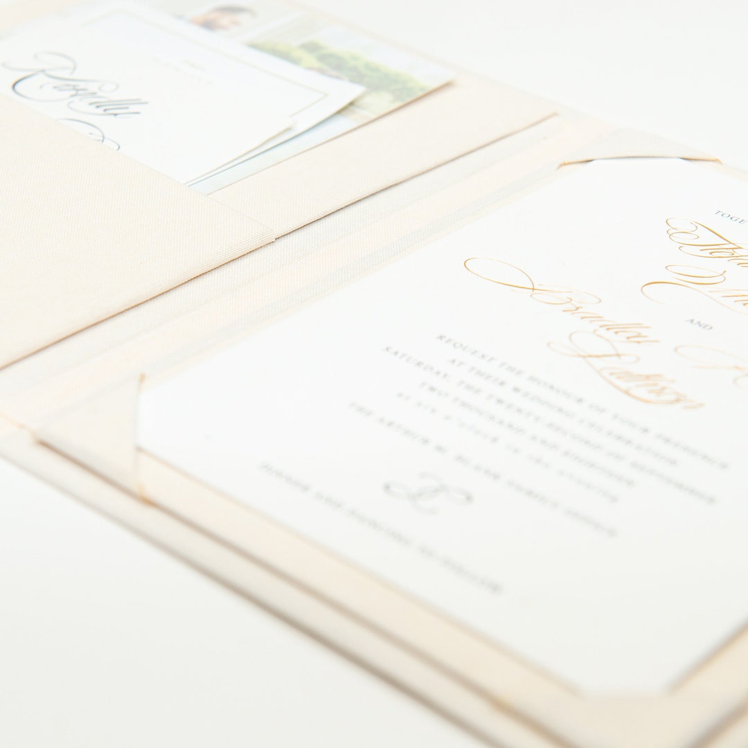 A7 Invitation Folio With Pocket and Corners | Custom Fabric, Color and ...