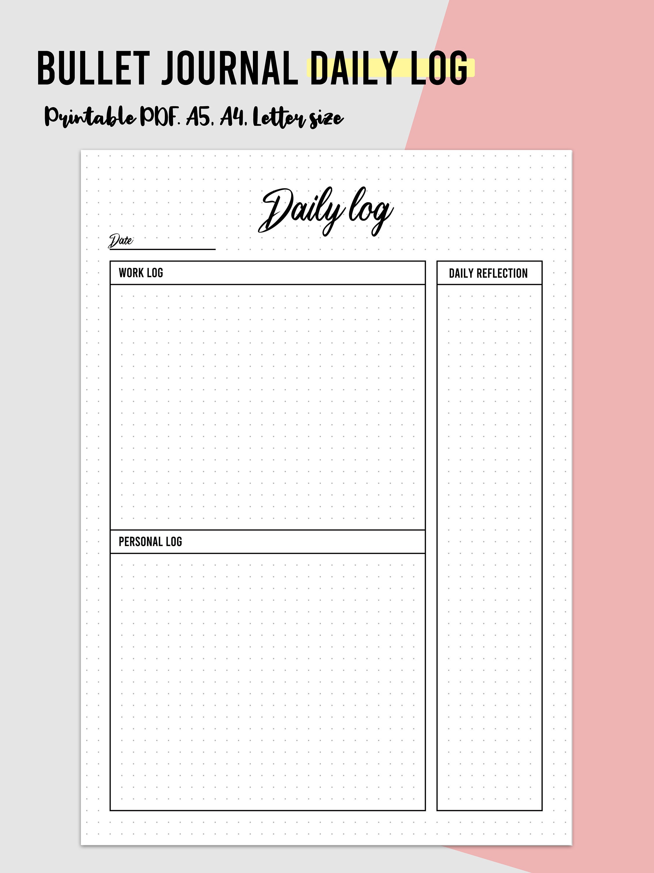 Bullet Journal Daily Log Reflection Log Daily Planner - Etsy
