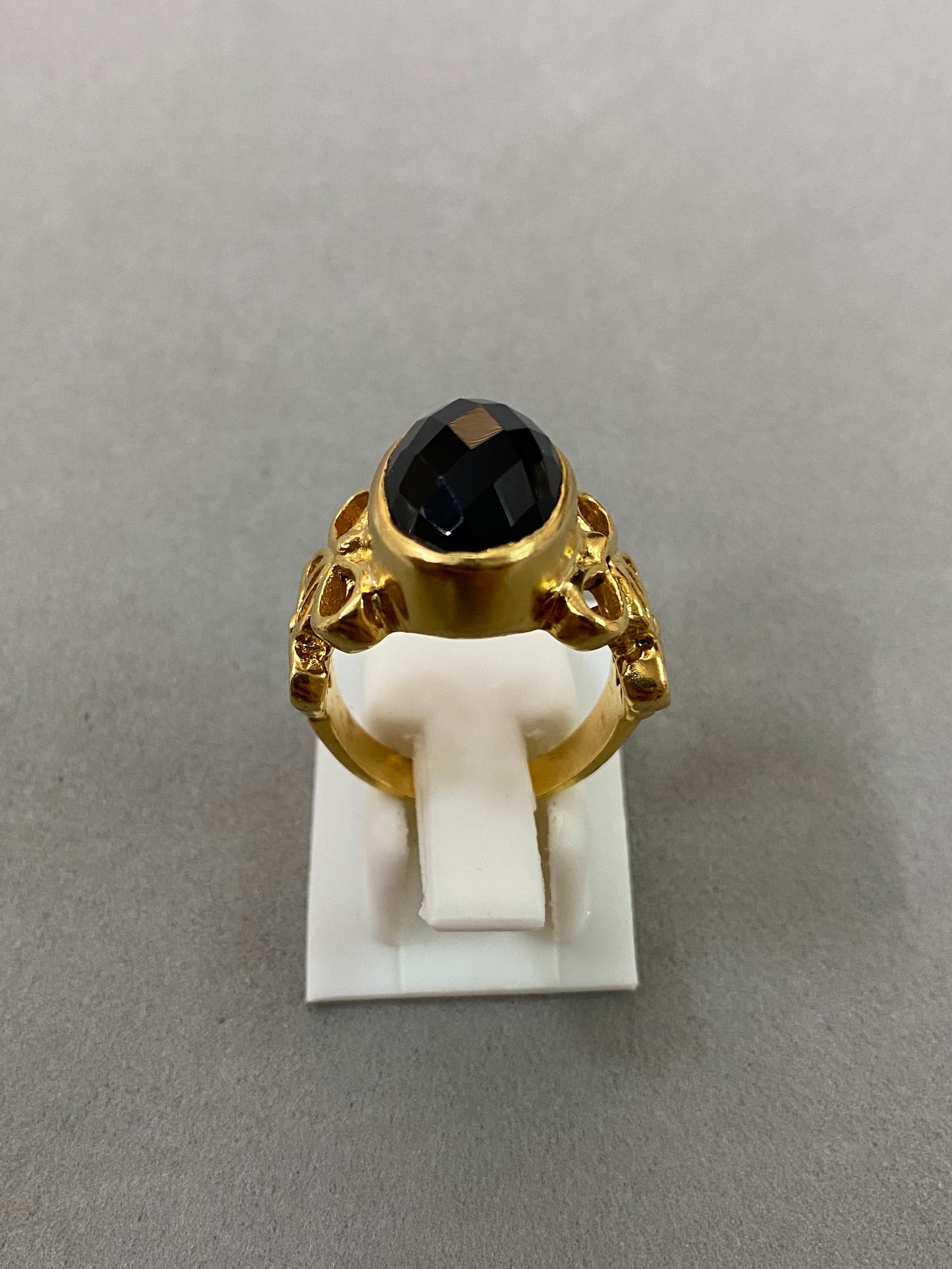 18K Gold Plated Ring Gold Plated Ring Black Onyx Unisex - Etsy