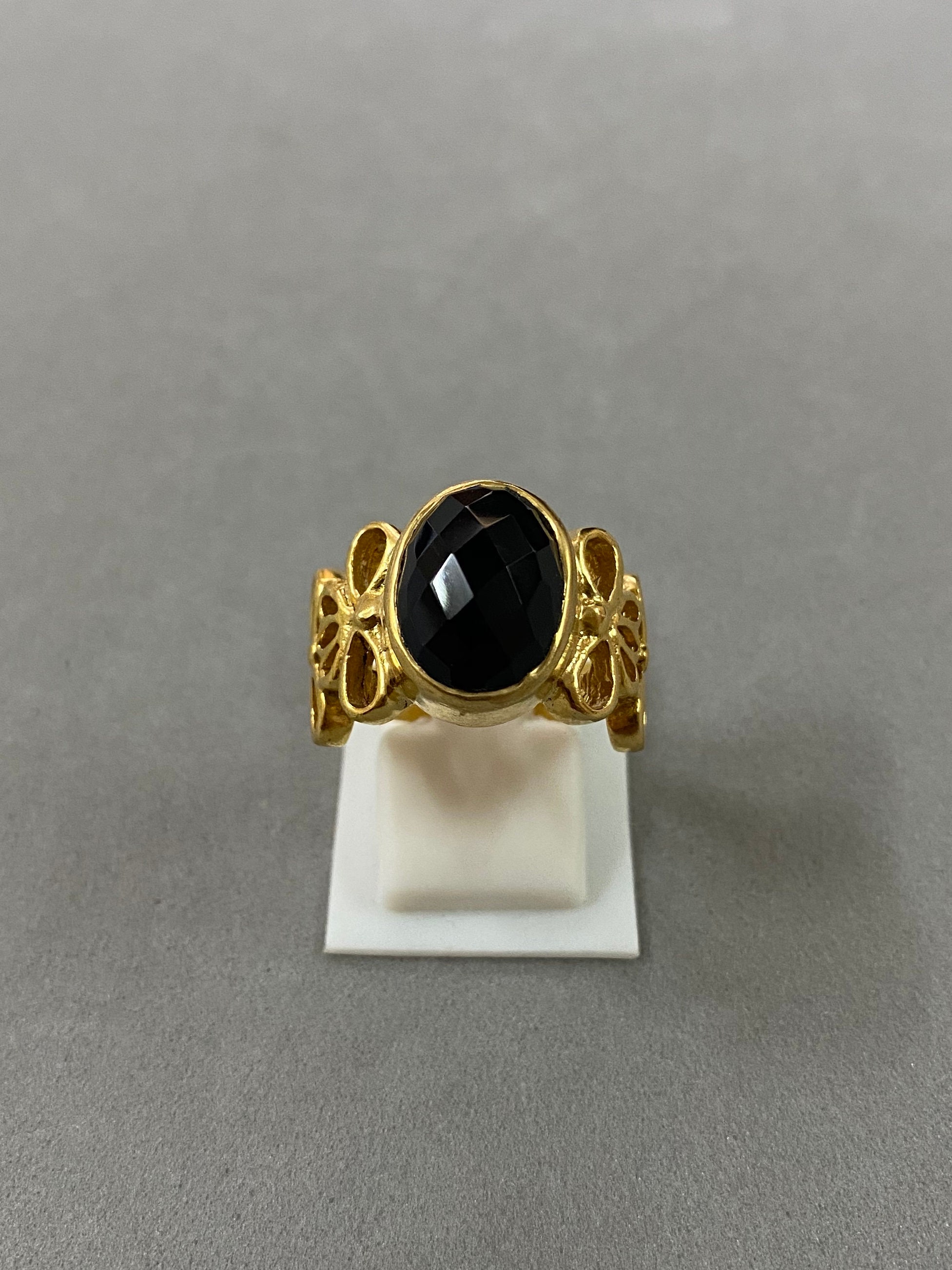 18K Gold Plated Ring Gold Plated Ring Black Onyx Unisex - Etsy