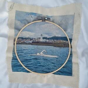 Hand Embroidery Pattern, Open Water Swimming Art, Pre-printed ...