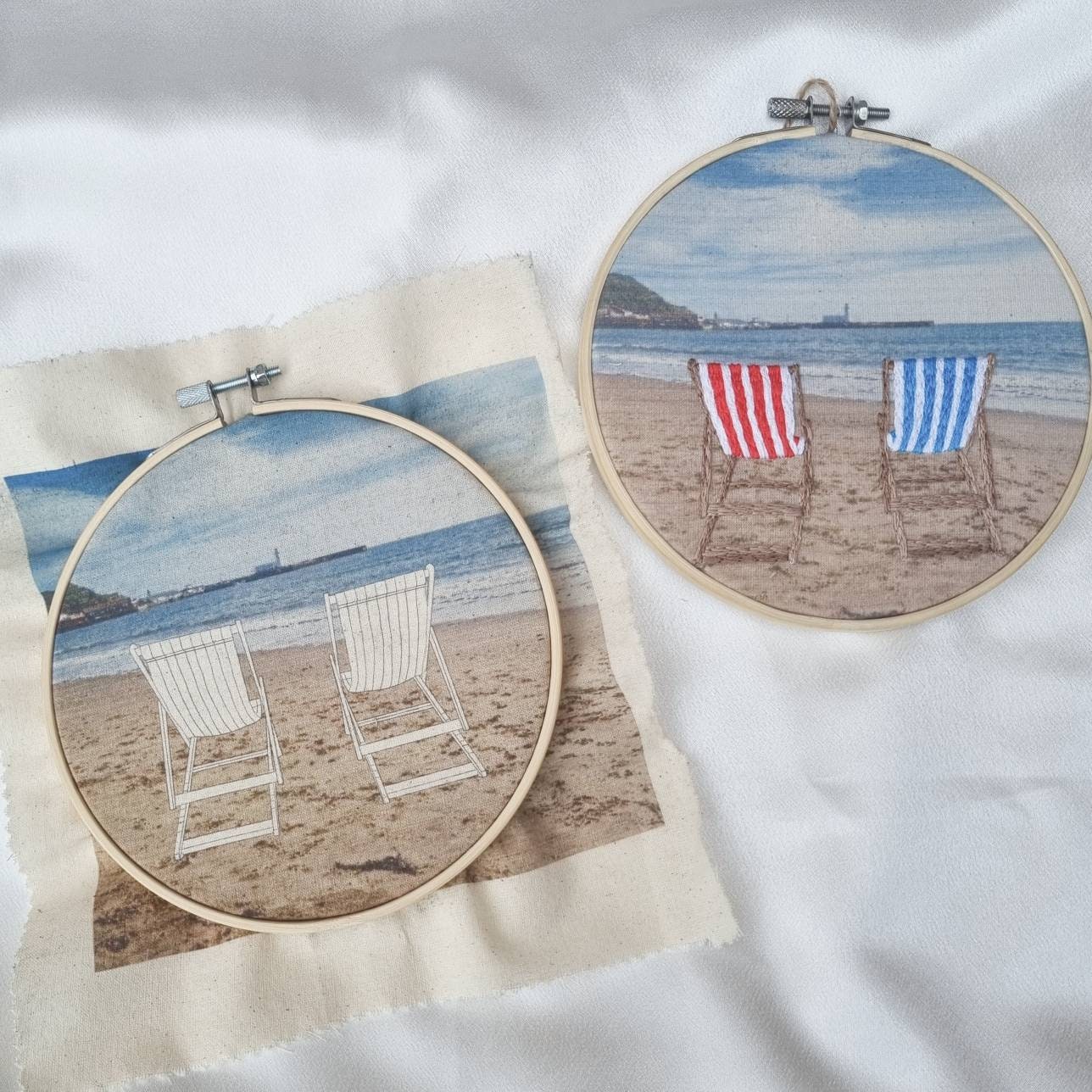 Beach Embroidery Pattern, Beach Scene Hand Embroidery Designs, Pre ...