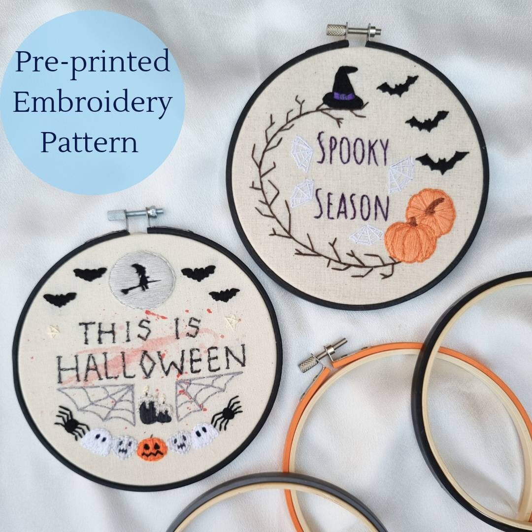 Halloween Hand Embroidery Designs, 2 X Halloween Hand Embroidery ...
