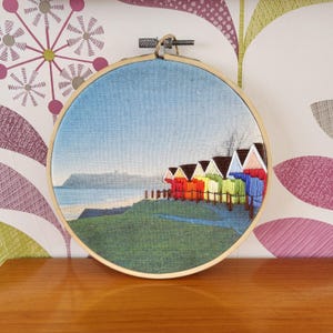 Hand Embroidery Patterns, Beach Huts Art, Pre-printed Embroidery Fabric ...