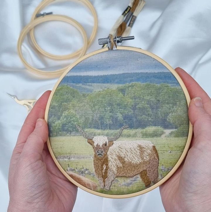 Highland Cow Hand Embroidery Pattern, Embroidery Design, Fluffy Cow ...
