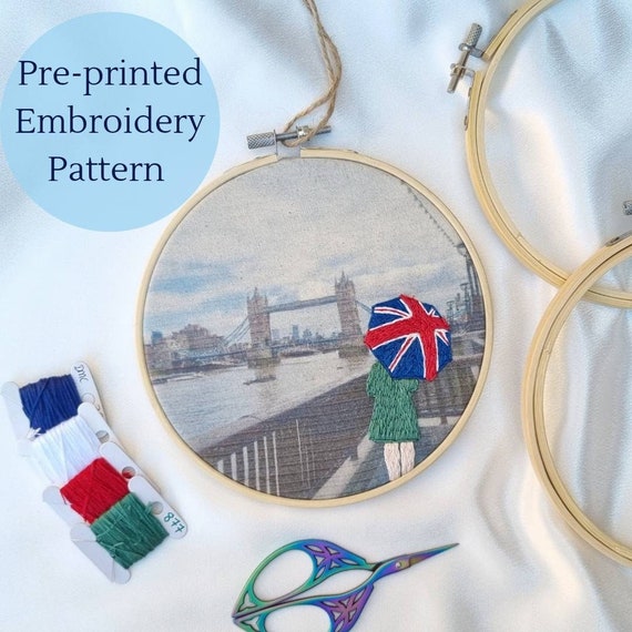London City British Flag Hand Embroidery Pattern London City - Etsy
