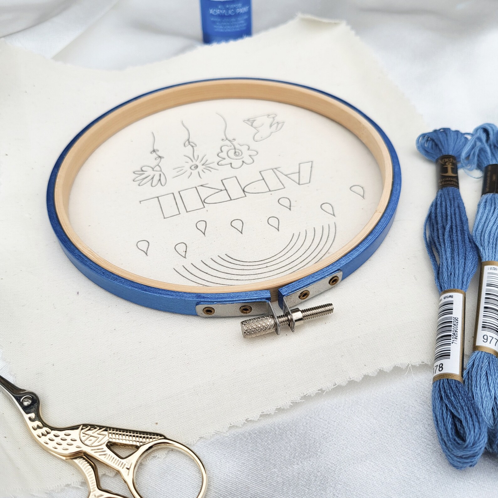 Blue Embroidery Hoop Frame, Blue Cross Stitch Hoop Frame , 3 Inch, 4 ...
