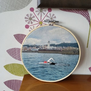 Hand Embroidery Pattern, Open Water Swimming Art, Pre-printed ...