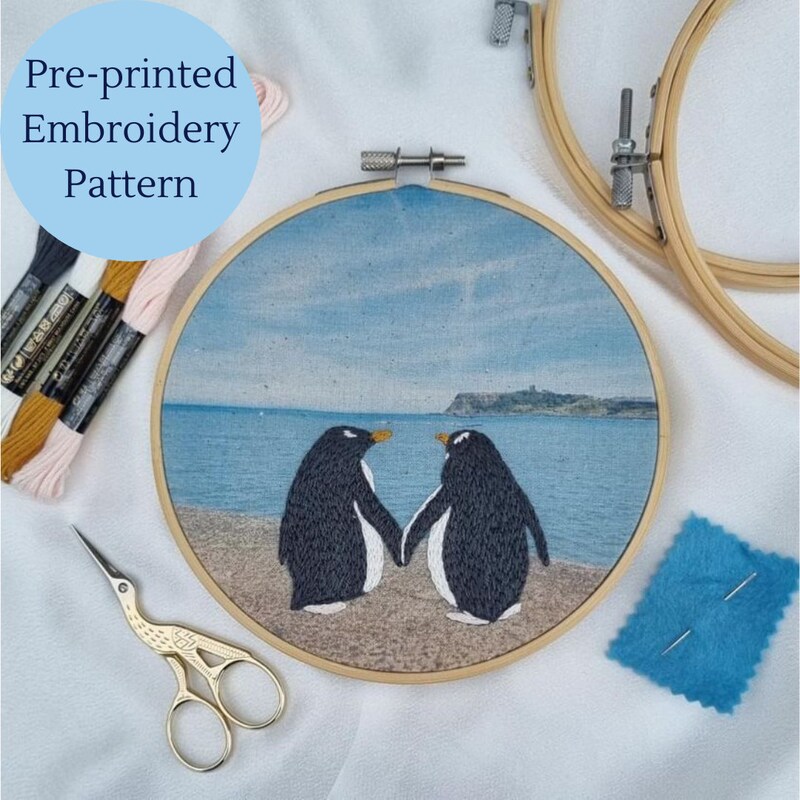 Penguin Embroidery Design - Etsy