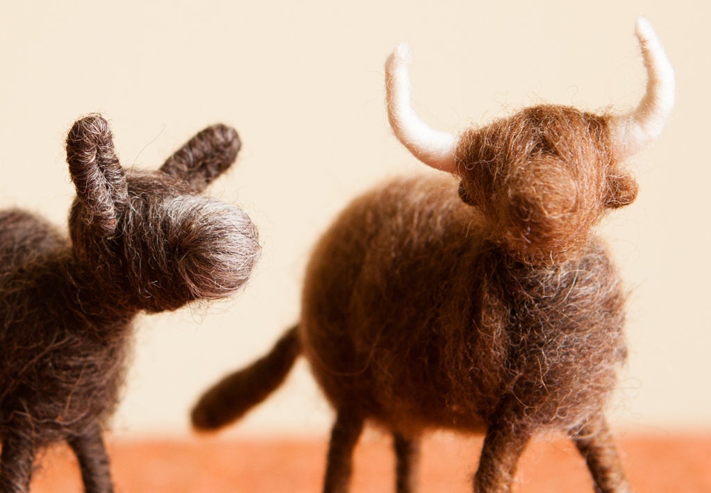 Miniature Donkey & Ox* Sweet Eco-friendly Gift* Natural Wool* Earth ...