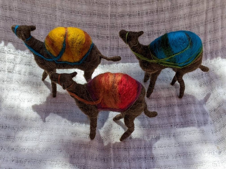 Handmade Waldorf Three Wise Men Nativity Scene With Dromedary Camels ...