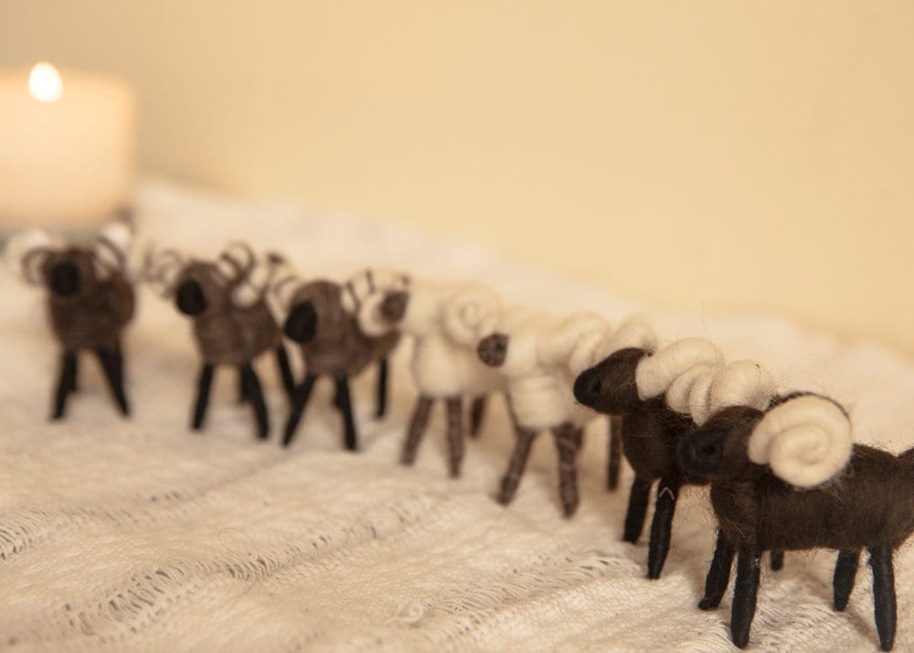 Needle Felted Ram, Grey Sheep Wool, Handmade Sheep, Nativity Set, Eco ...