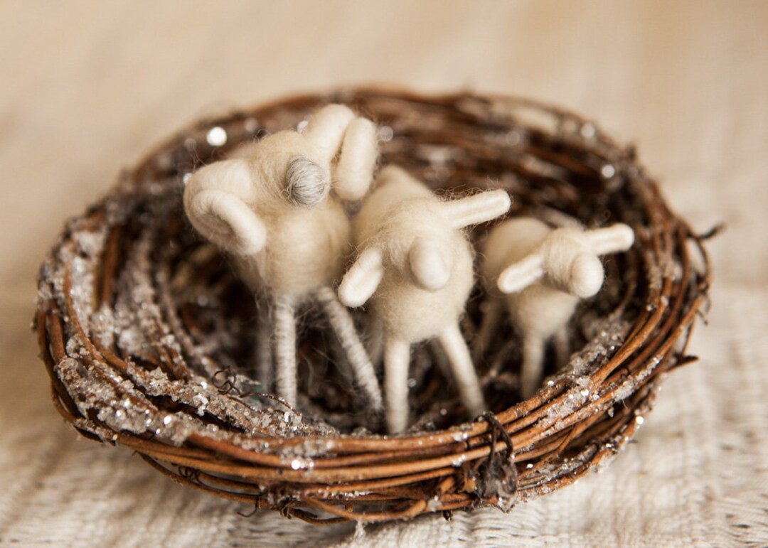 Natural Wool Sheep Family, Handmade Felted Nativity Animals - Etsy