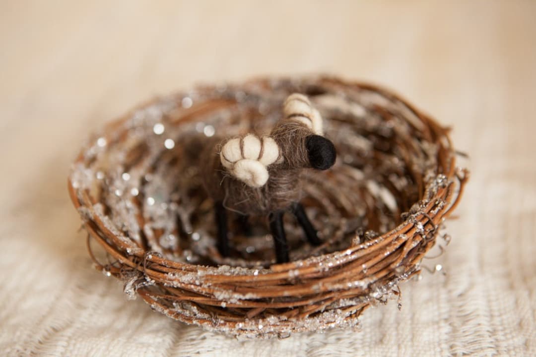 Needle Felted Ram, Grey Sheep Wool, Handmade Sheep, Nativity Set, Eco ...