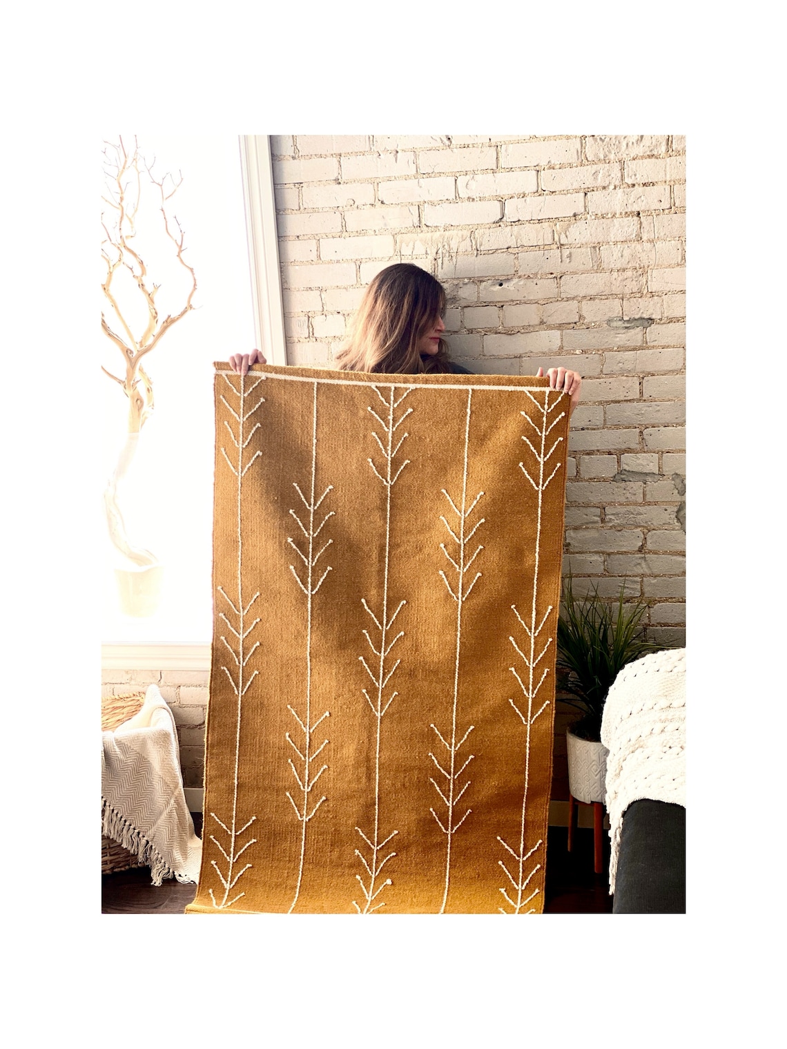 Cream Arrows Yellow Rug Area Rug Handmade Kilim Rug Modern - Etsy