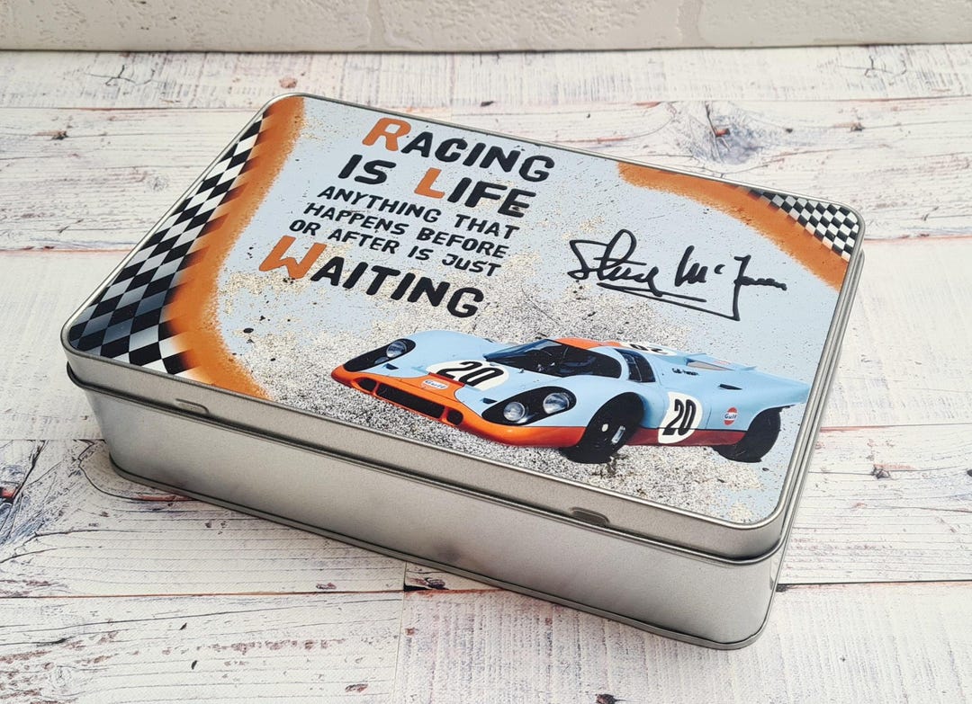 Steve Mcqueen Tin | Le Mans Gifts | Gift Box | Car Enthusiast | 917 Tin ...