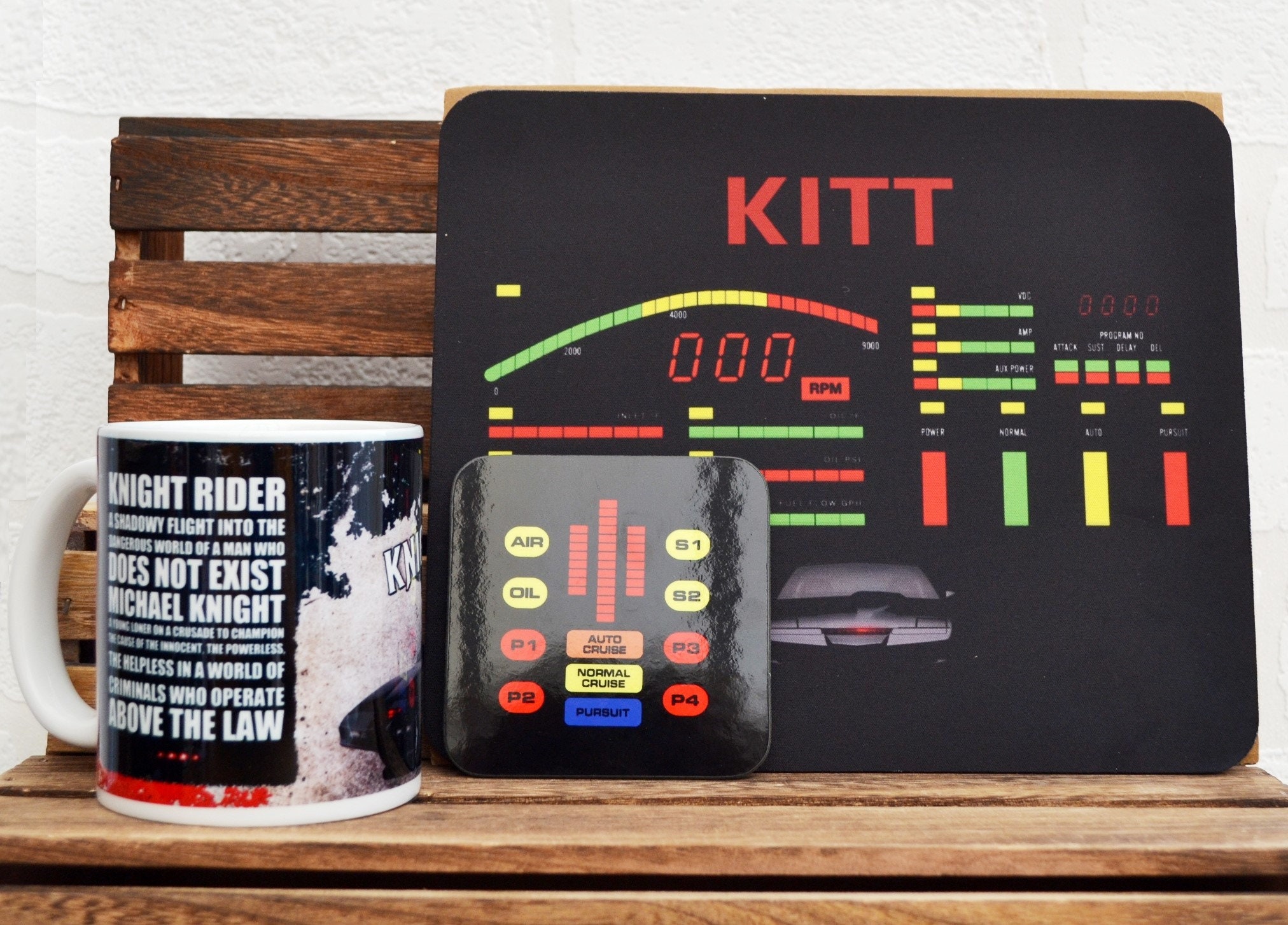 Knight Rider Gift Set KITT Pontiac Trans Am Mugs Mouse Pads Coaster TV ...