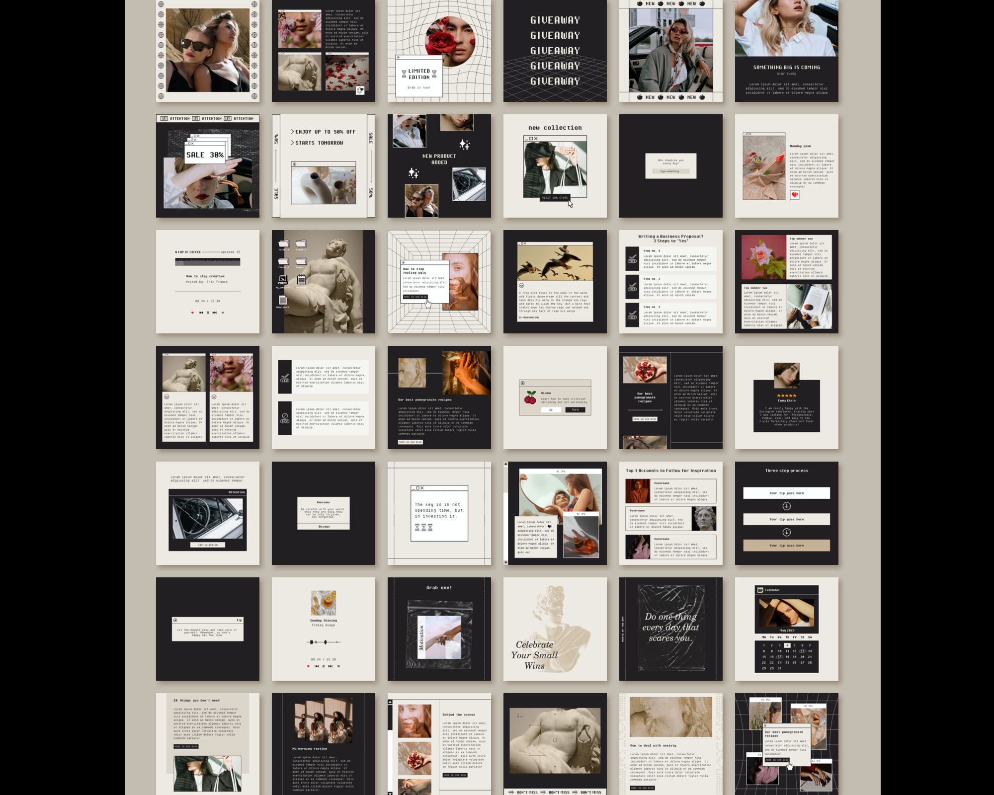 Retro Instagram Template Old Computer Aesthetic. Instagram Posts and ...