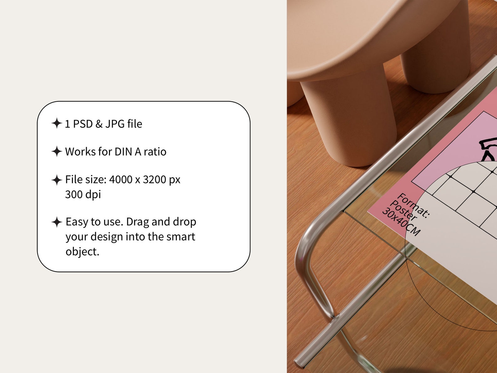 3x4 Poster Mockup. Digital Paper Vertical Card. Interior Mockup. 30x40 ...