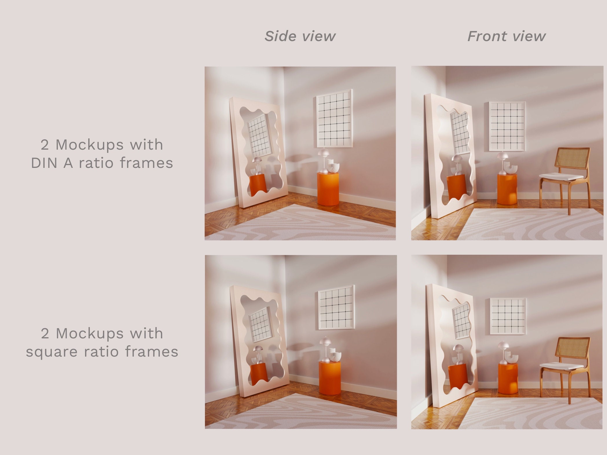 Frame Mockup. Frame Template. White Frame Mock up With Mirror ...