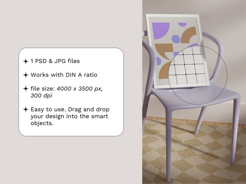 Digital Frame on Chair Mockup. Poster Mockup. Calendar Poster - Etsy
