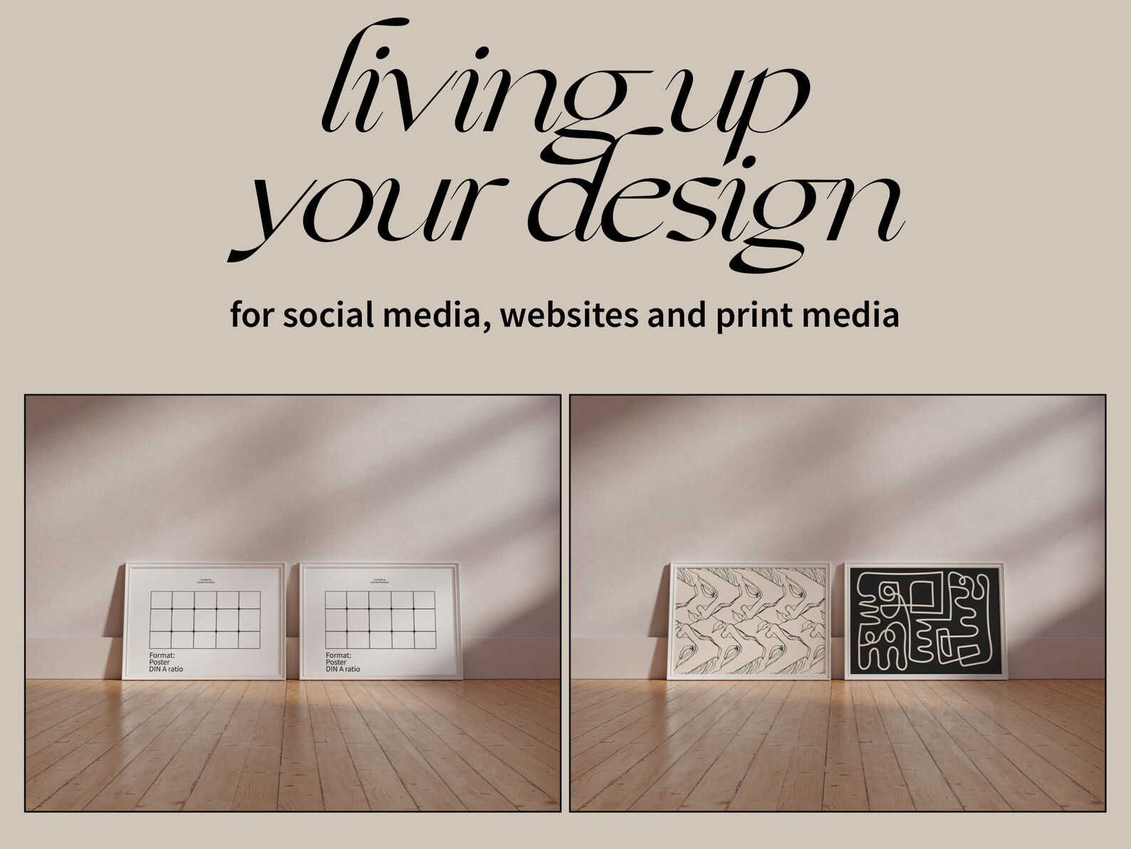 Two Horizontal Frame Mockup. Photoshop Template. White Mockup Template ...