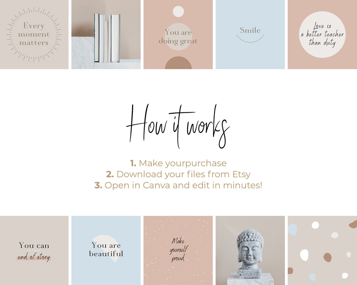 24 Boho Instagram Templates for Canva - Canva Template - Motivational ...