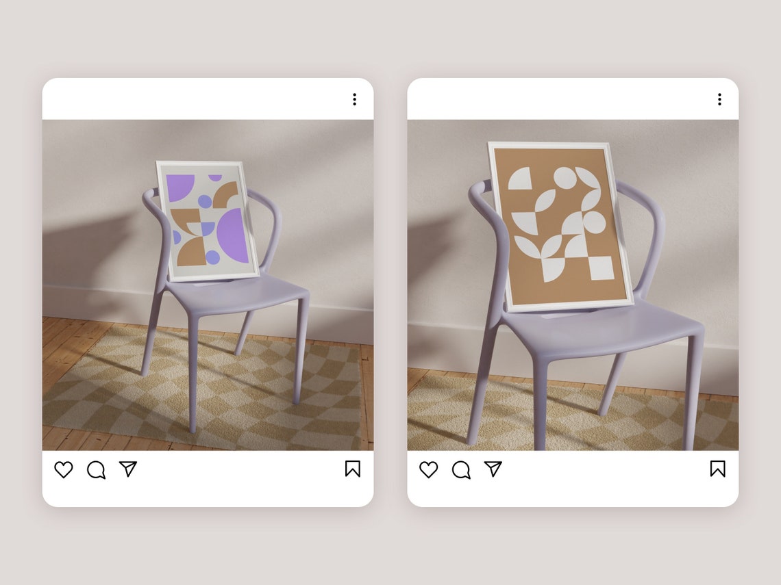 Digital Frame on Chair Mockup. Poster Mockup. Calendar Poster Display ...