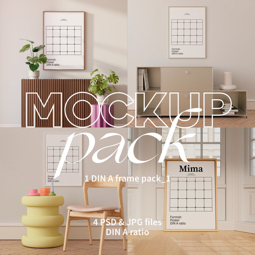Frame Mockup Pack of Four for Photoshop for Prints and Artwork. Frame ...