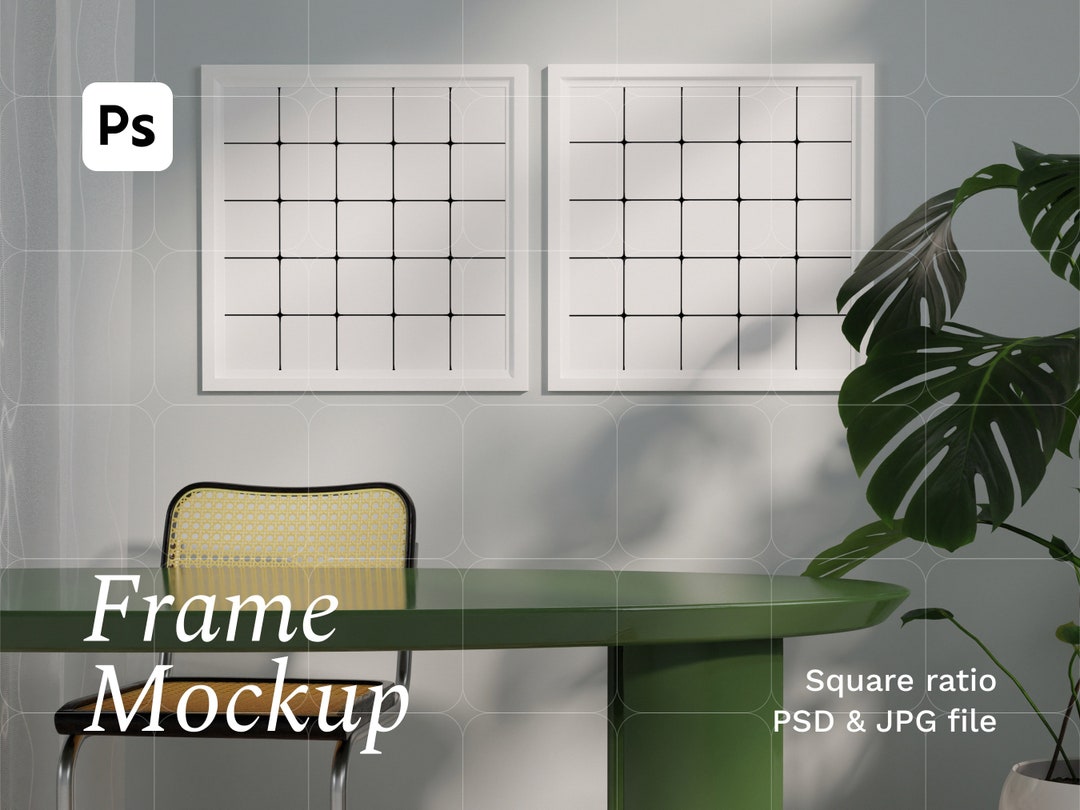 Two Square Frame Mockup. Living Room Mockup. Square Poster Mock Up. 2 ...