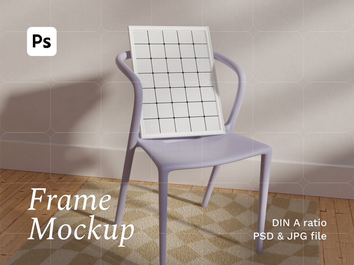 Digital Frame on Chair Mockup. Poster Mockup. Calendar Poster Display ...