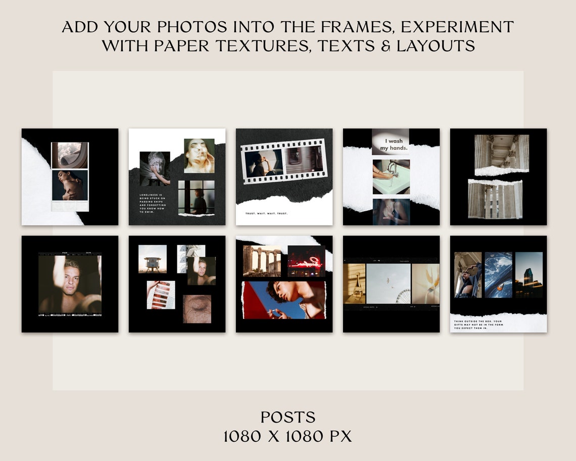 Instagram Template. Ripped Paper Instagram Post Template. | Etsy