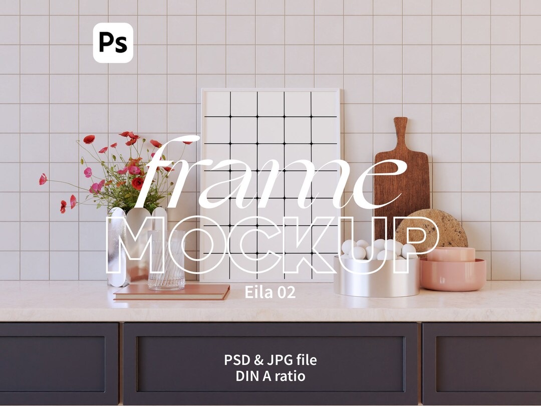 Kitchen A4 Frame Mockup. Digital Picture Mockup PSD. Kitchen Poster ...