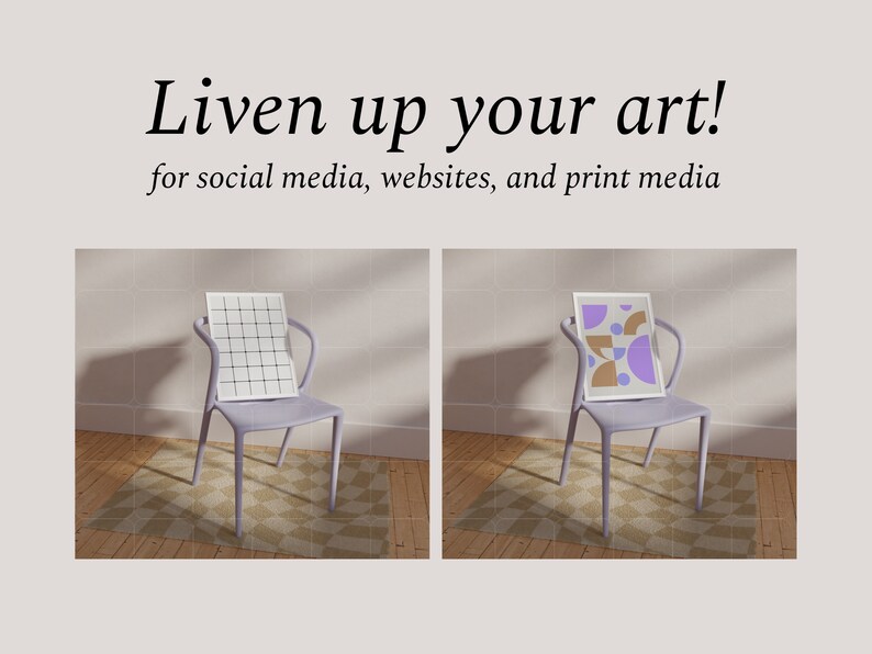 Digital Frame on Chair Mockup. Poster Mockup. Calendar Poster Display ...