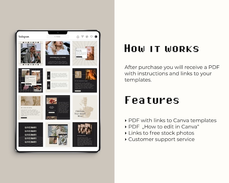 Retro Instagram Template Old Computer Aesthetic. Instagram Posts and ...