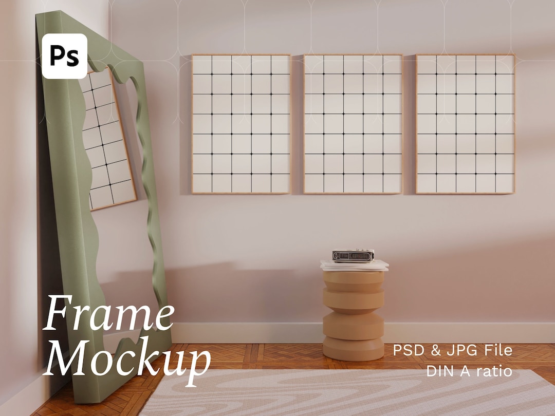 3 Frame Wall Mockup. Gallery Wall. Three Vertical Frame Mockups ...