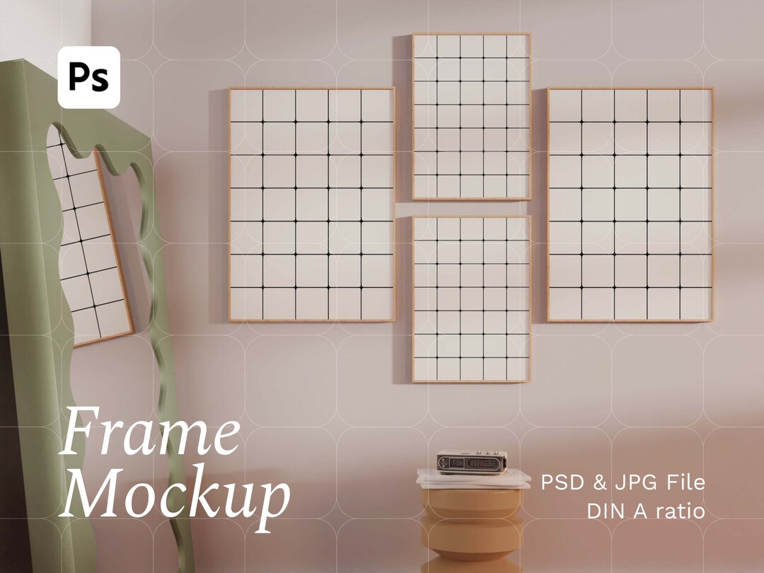4 Frame Wall Mockup. Gallery Wall. 4 Vertical Frame Mockups. Gallery ...