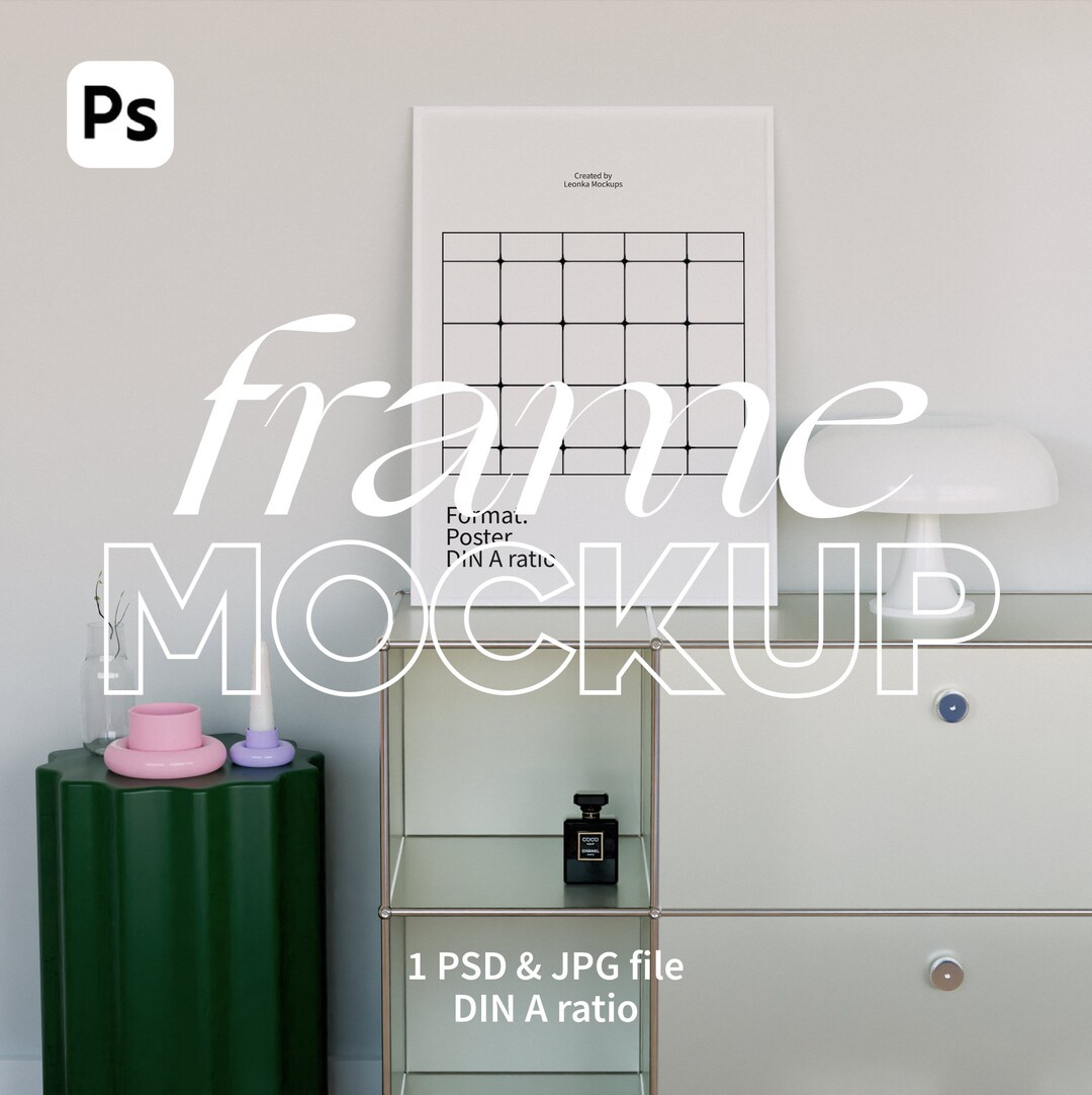 White Thin Frame Mockup in Minimal Interior. Vertical Frame Mockup. ISO ...
