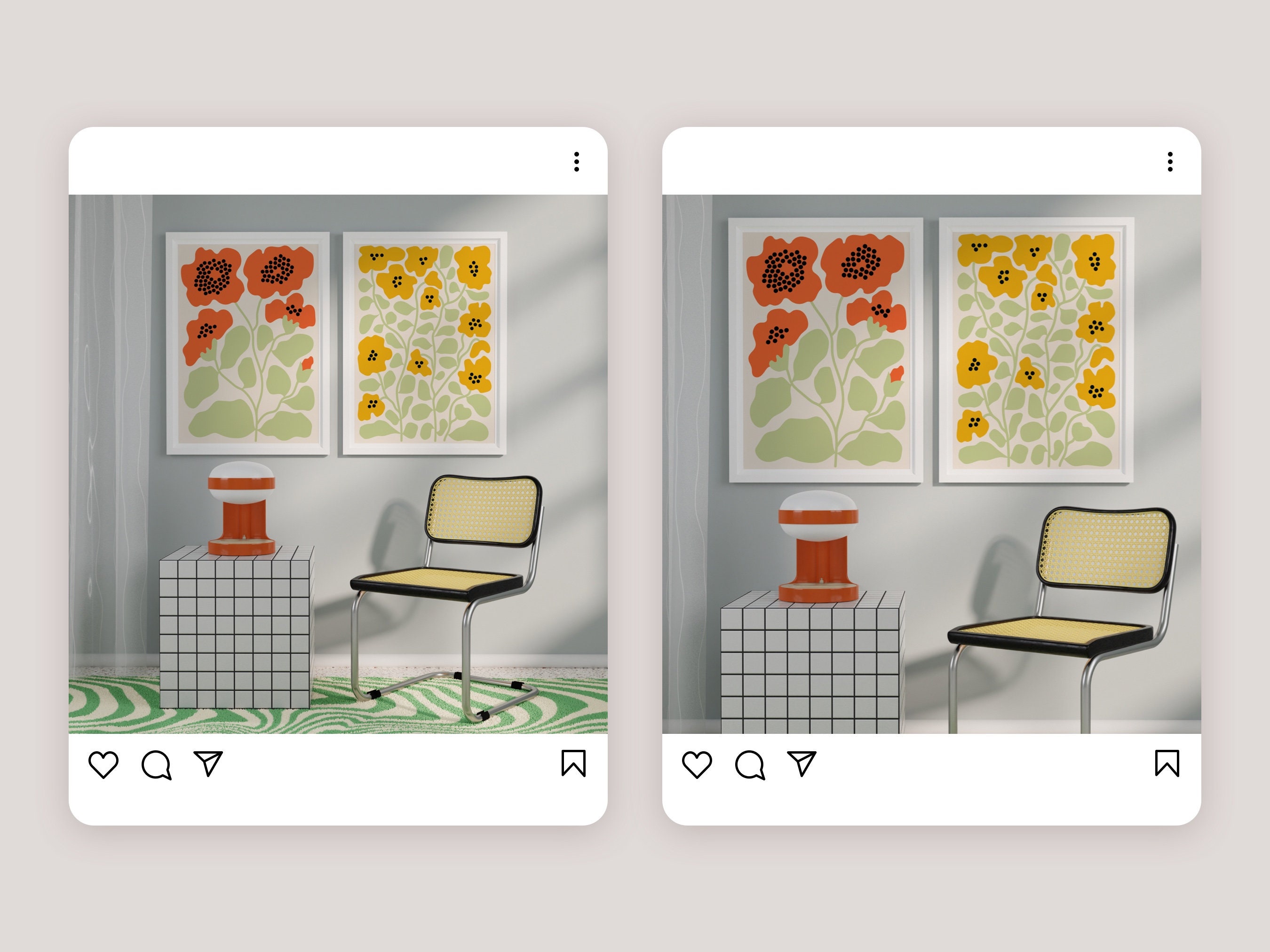 Two Frames Mockup. Set of 2 Frames Mockup. 2 Frames Wall Gallery. Print ...