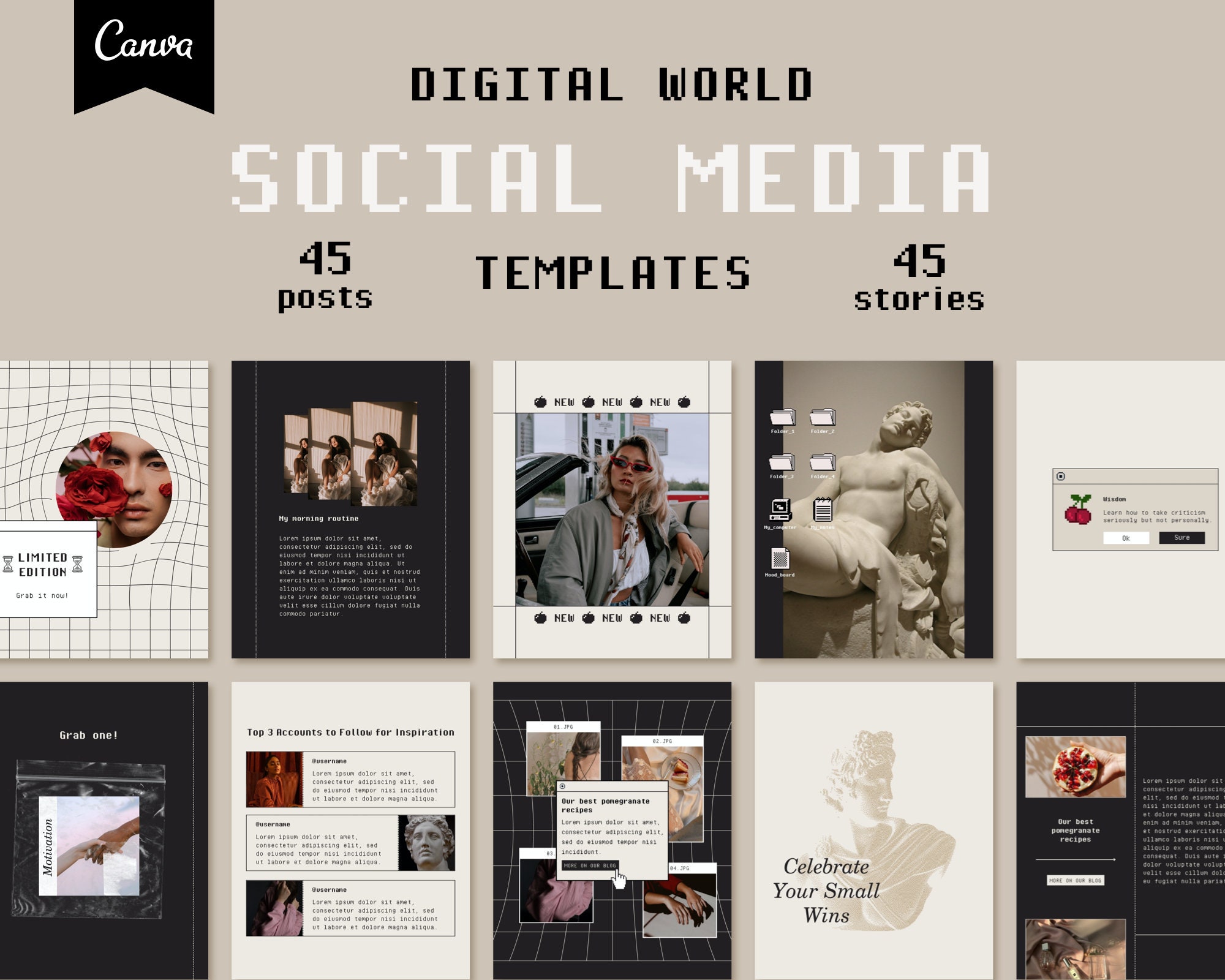 Retro Instagram Template Old Computer Aesthetic. Instagram Posts and ...