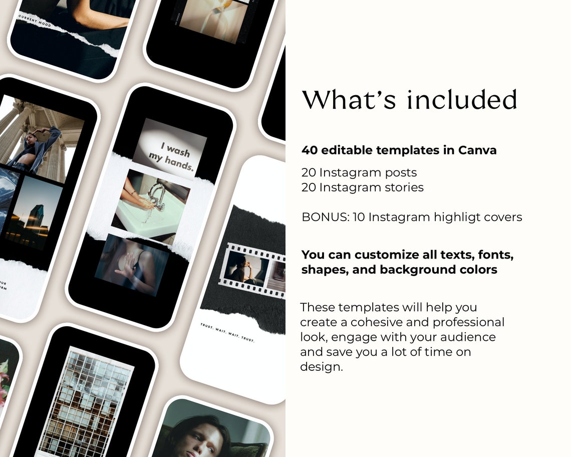 Instagram Template. Ripped Paper Instagram Post Template. | Etsy