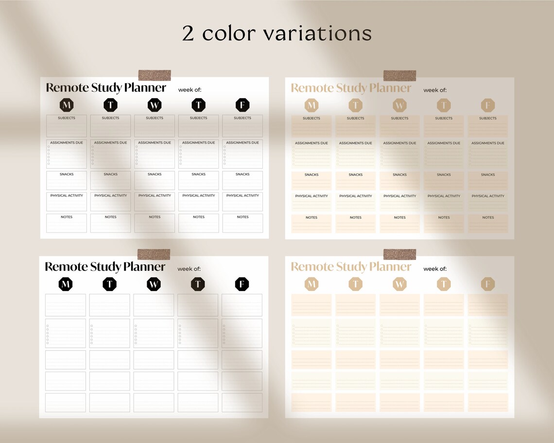 Printable Study Planner. Remote Learning Planner. Academic | Etsy