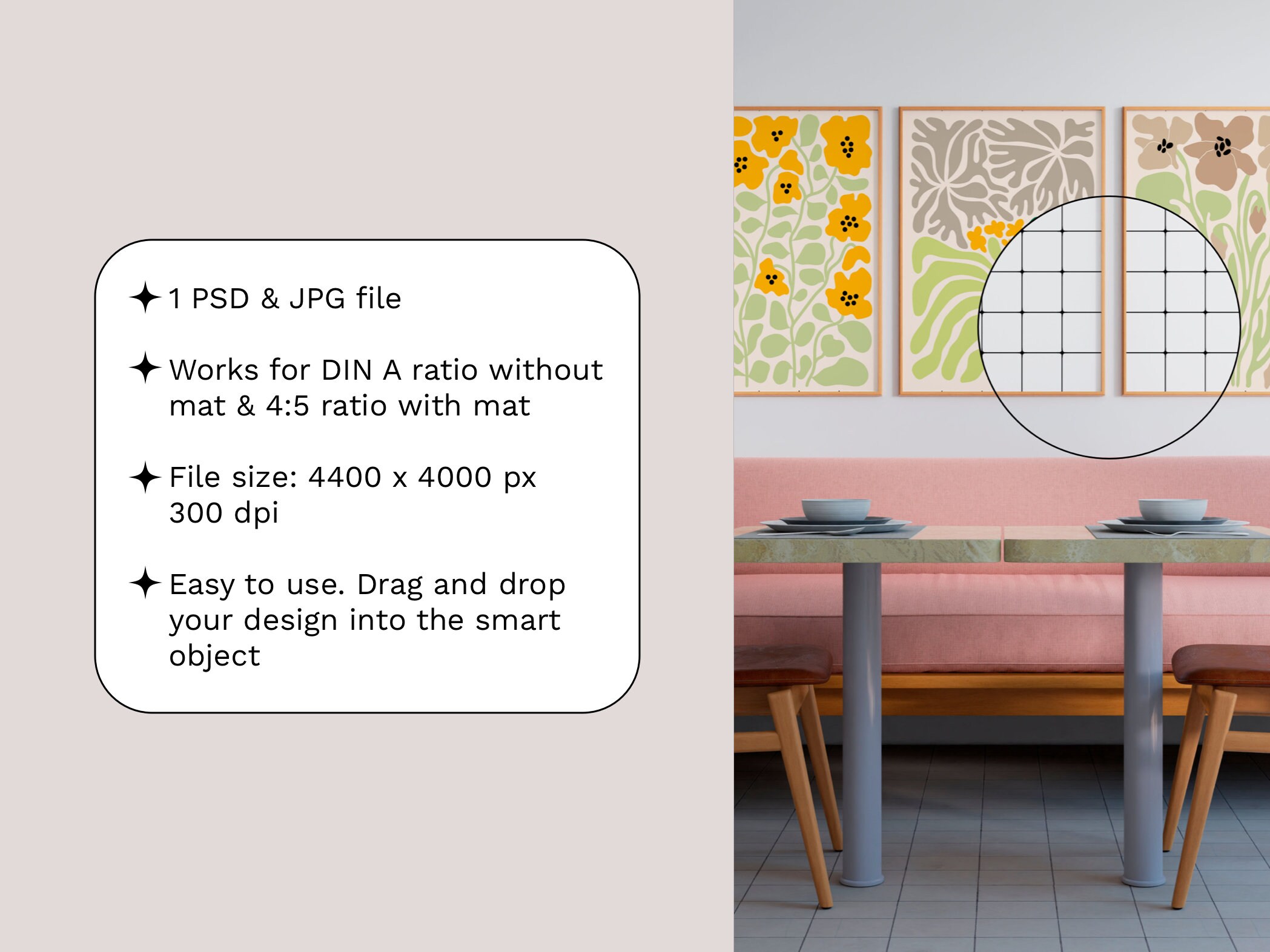 Three Frames Mockup. Vertical Frame Dinning Room Mock Up. - Etsy