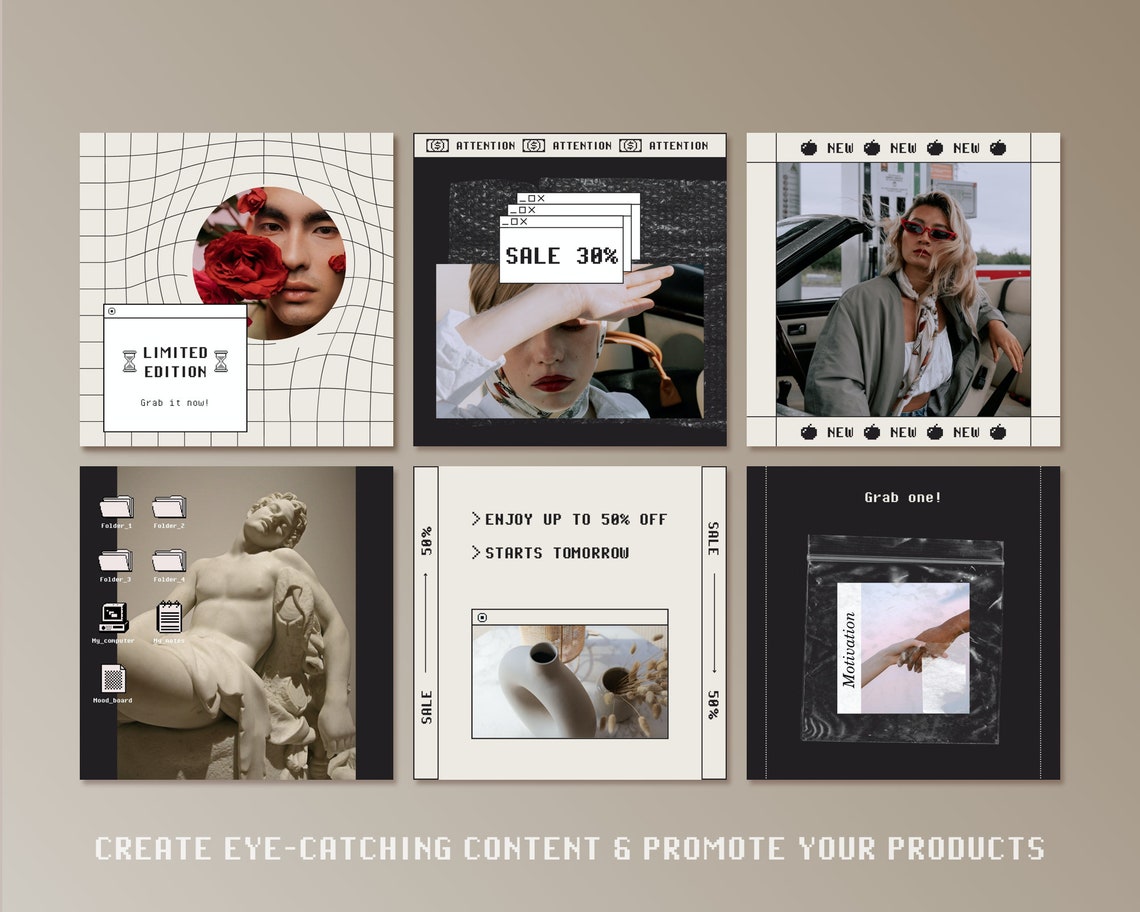 Retro Instagram Template Old Computer Aesthetic. Instagram - Etsy